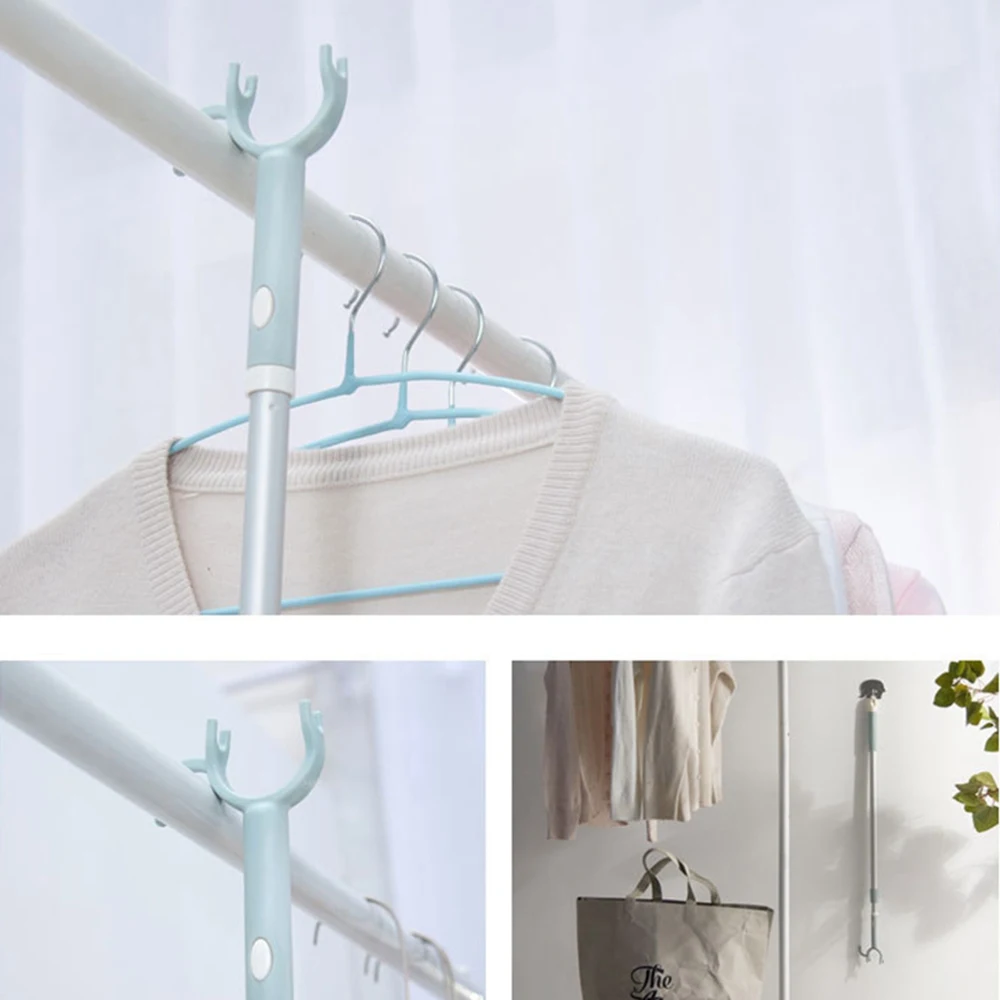 116cm Length Retractable Rods Adjustable Clothing Fork With Hanger Iron ...