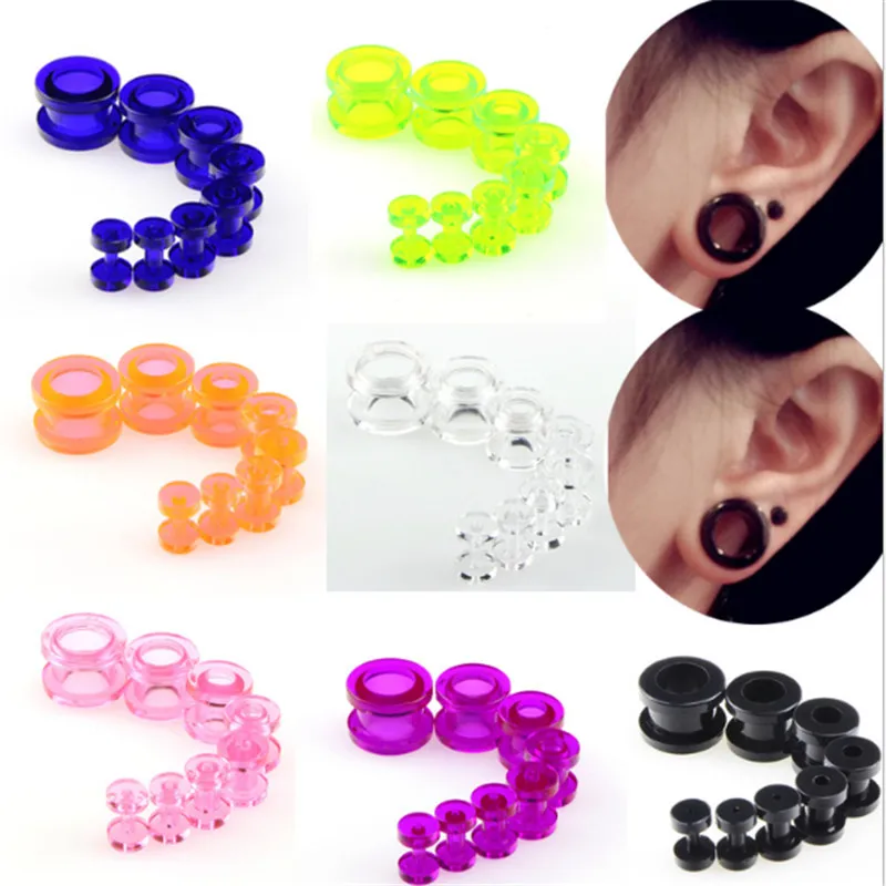 8PCS/Lot New Ear Expansion Fashion Ear Plug Tunnel Candy colors Ear ...