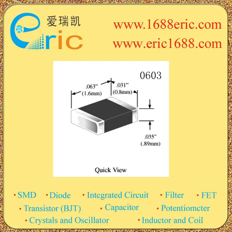 10 개 SMD 저항 100 천개 옴 100 Kohm 1% 1/10 와트 0603 마킹 01D 1003|resistor ...