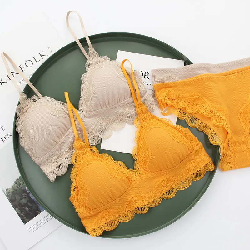 Conjunto de lencería de algodón para mujer, Bralette cómodo con ...