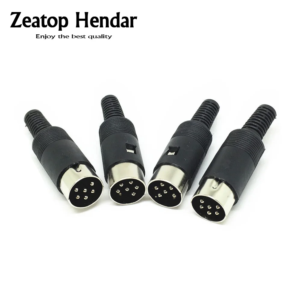 20pcs Din 6 Pin Male Plug Solder Connector With Plastic Handle 13mm ...