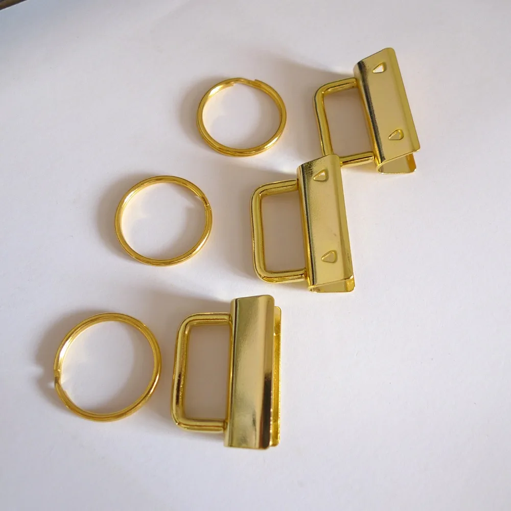 50 Sets 1'' 25mm Gold Color Wristlet Key Fob Chain Hardware Diy Sets ...