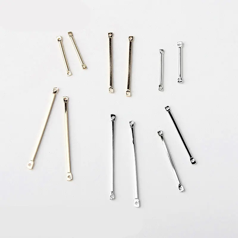 300pcs Brass Metal bar connectors with loops silver tone,mini Link, 2 ...