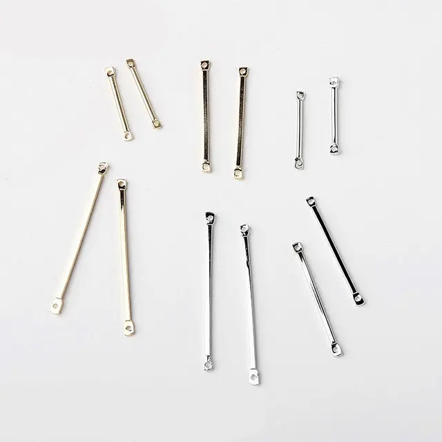 300pcs Brass Metal bar connectors with loops silver tone,mini Link, 2 ...