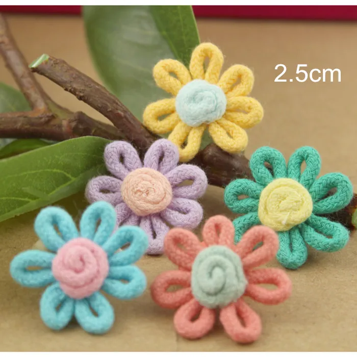 50 pcs 2.5cm (1") Cotton Rope Flowers,Handmade Fabric Flowers For ...