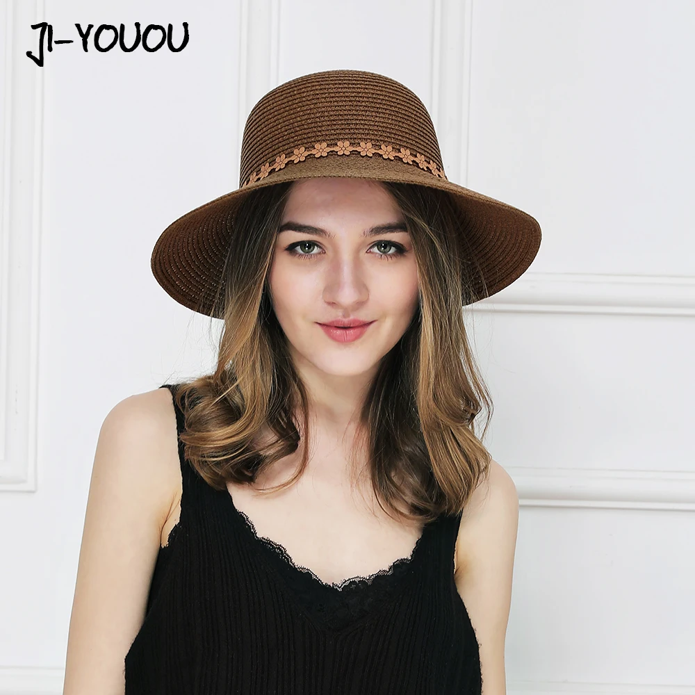 JIYOUOU Summer Hats for Women Fashion Design girls Beach Brimmed Straw ...