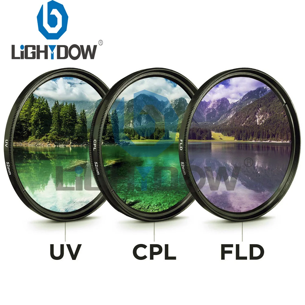 49MM 52MM 55MM 58MM 62MM 67MM 72MM 77MM UV+CPL+FLD 3 in 1 Lens Filter ...