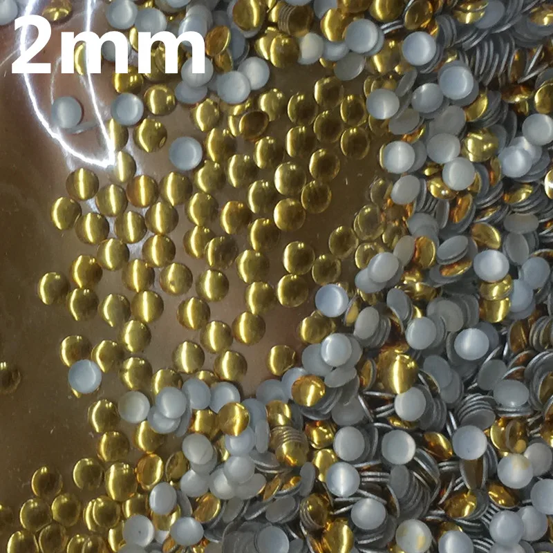 New-2mm-Gold-Silver-White-Round-HotFix-FlatBack-Rhinestones-Hot-Fix ...