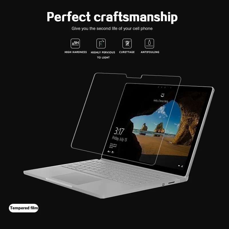 Anti shatter Tempered Glass Film For Microsoft surface book 2 13.5" 15. ...