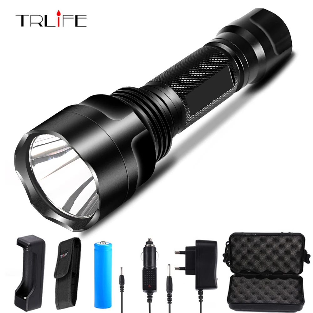 C8 Tactical LED Flashlight T6/L2/COB+T6 Torch for Riding Camping Hiking ...