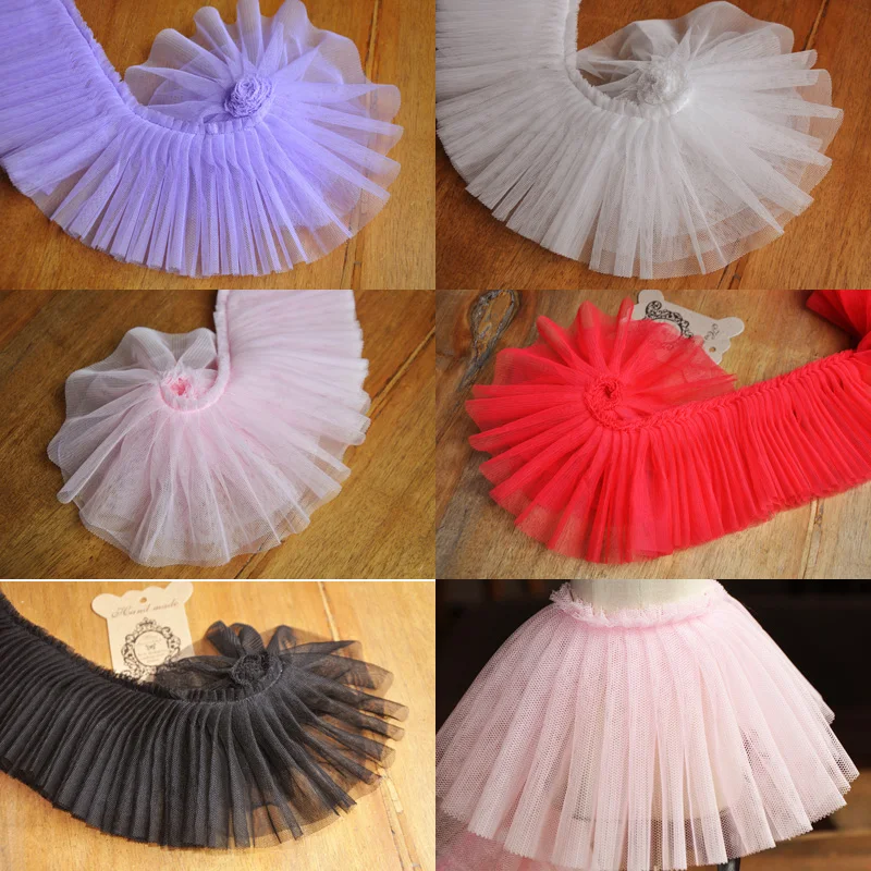10 yards/lot width 10cm black/ivory/red/pink/purple ruffled mesh lace ...