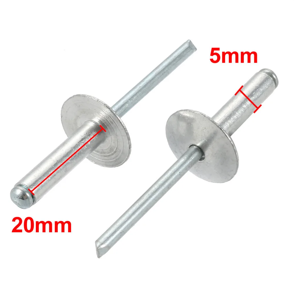 UXCELL 20 Pcs 5mm x 18/20/25mm Aluminum Rivets Open End Large Flange ...
