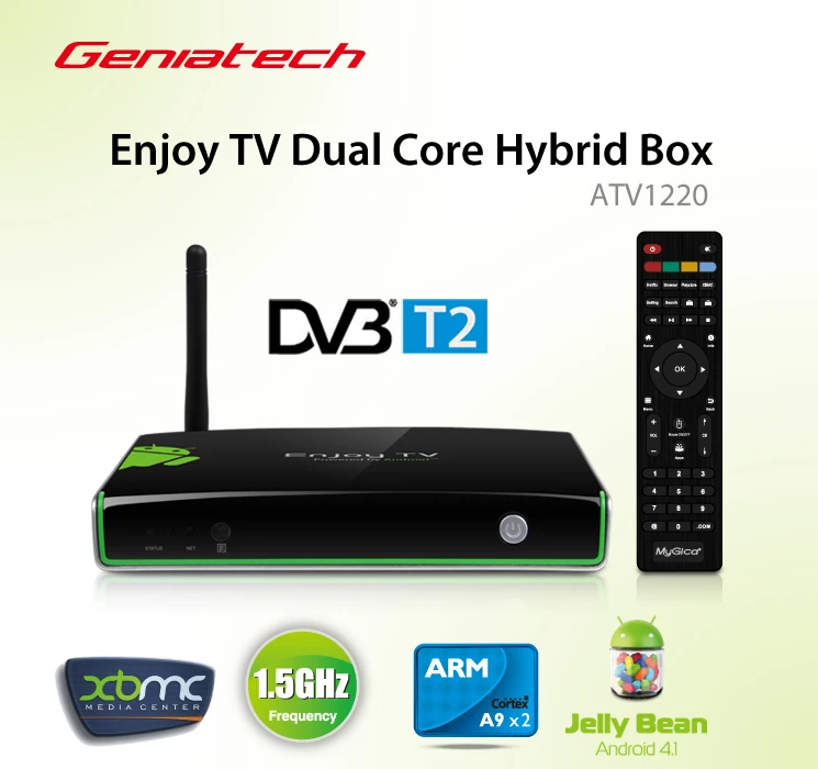 Geniatech MyGica ATV1220T2 profitez Android TV Box intégré dvb t2 / dvb t Tuner TV Dual Core ...