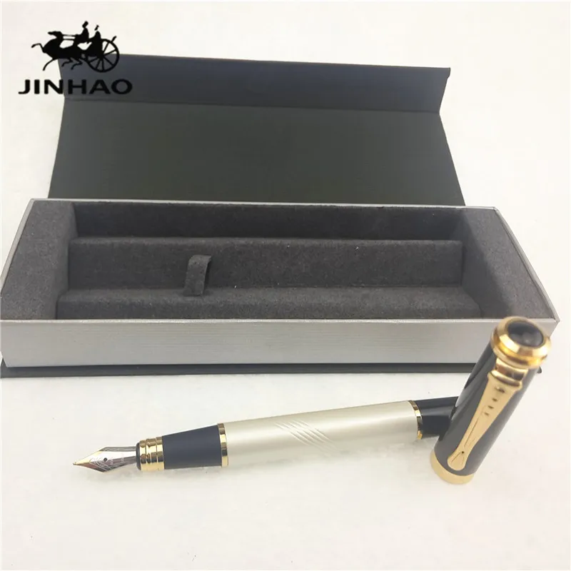 1 pc/lot alta calidad jinhao 500 pluma 18KGP NIB 6 colores negro/Blanco ...