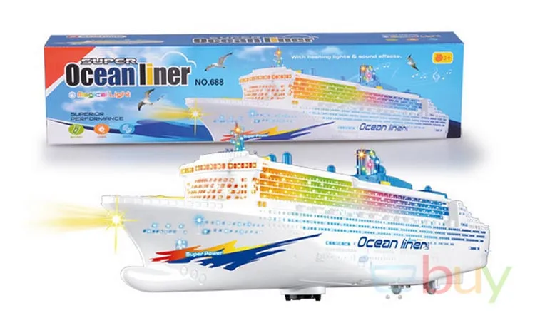 Boat Toys Cruise Ship Model Automatic Ocean Liner With Musical Flashing ...