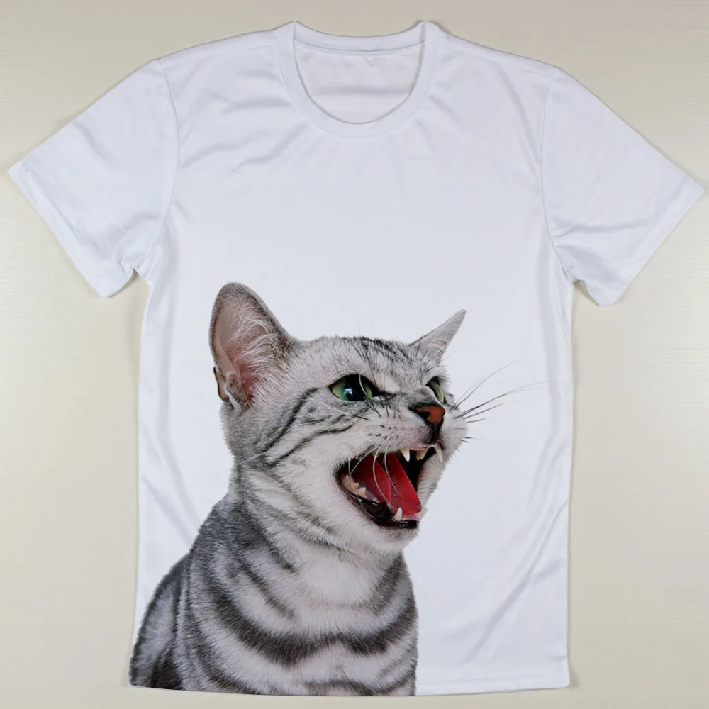 Summer Fashion Funny Cat T shirts Men Shorts Sleeve Tops Tees Casual ...