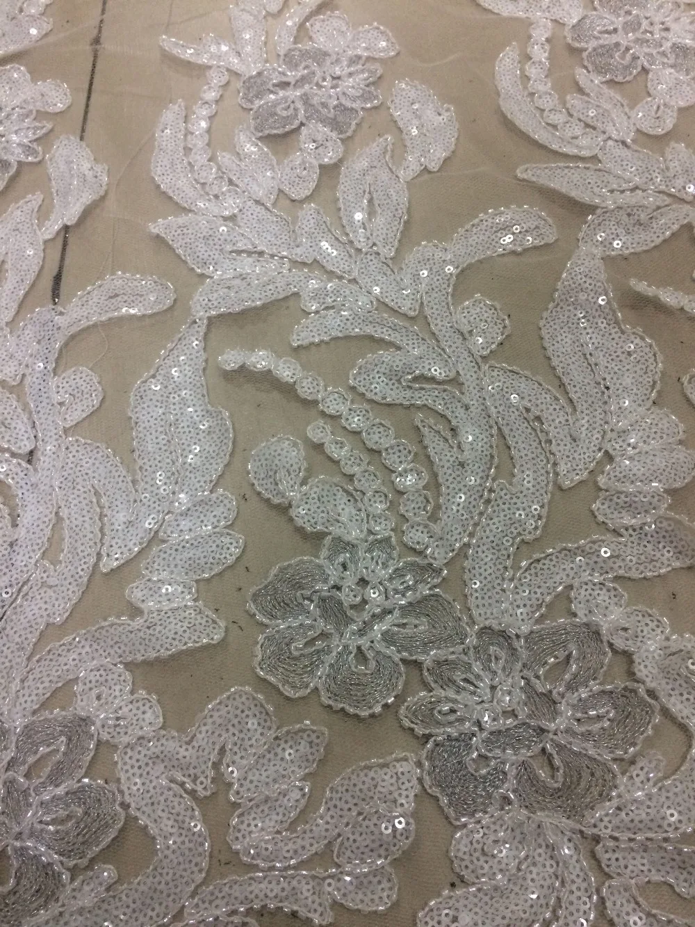 Top Quality African Net Cord Lace Syj-476 With White Glass Beads ...