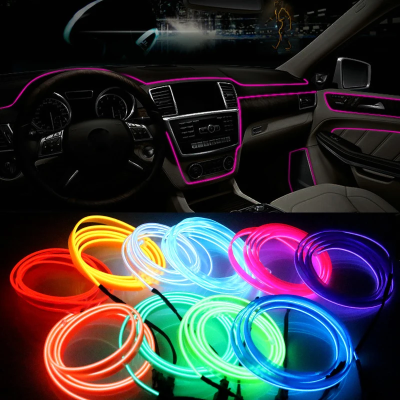 5 Meter Car Styling 10 color Car Atmosphere Cold Light LED Decorative ...