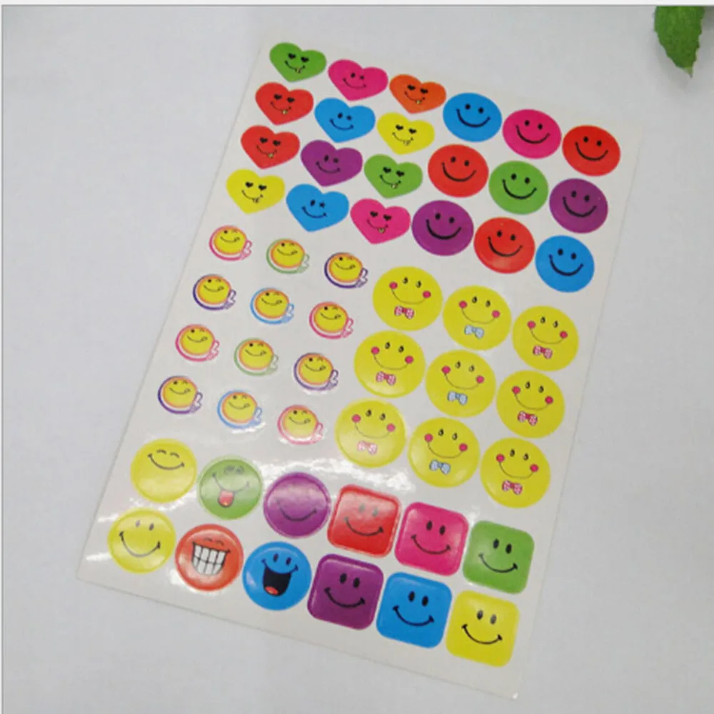 10 Sheets/set Fashion Multi Color Children Cute Funny Smiley Faces ...