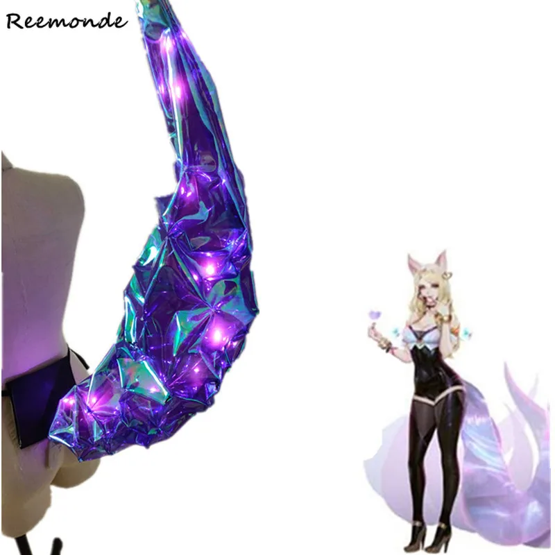 Game LOL KDA Ahri Tails Idol Singer New Skin Cosplay Blue Purple Light ...