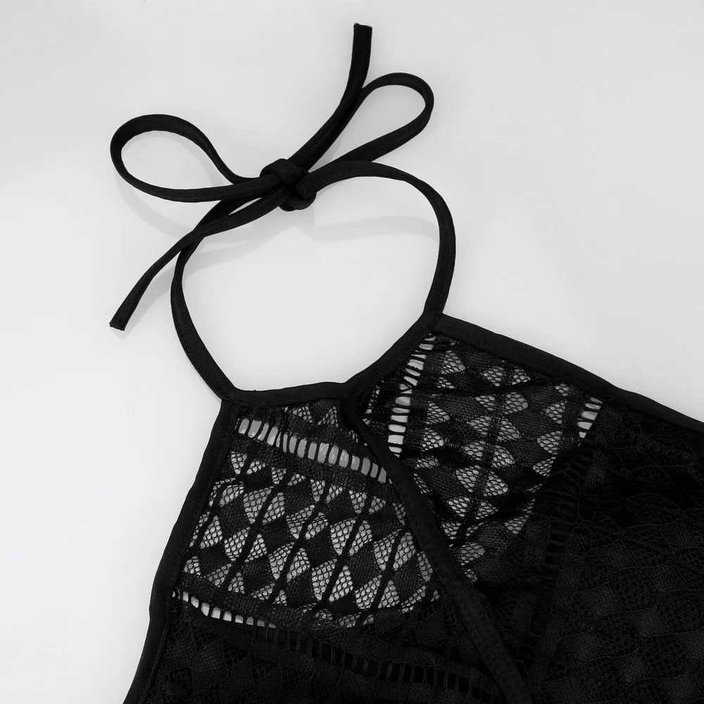 Plus Size Bikini Set Sexy Halter Mesh bikini Hollow swimwear 2019 ...
