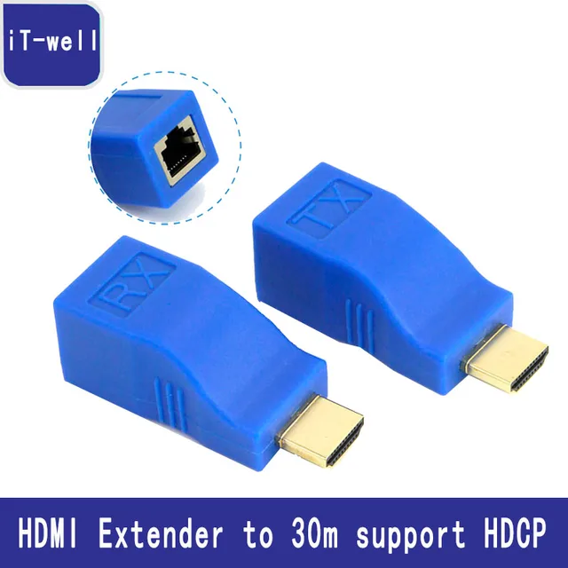 30m HDMI Extender Transmitter TX/RX HDMI V1.4 HD 1080P Over CAT6 RJ45 ...