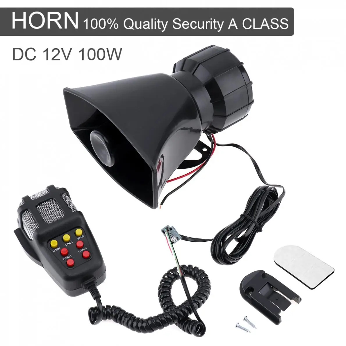 100W DC12V 120db 7 Sound Car Electronic Warning Siren Motorcycle Alarm ...