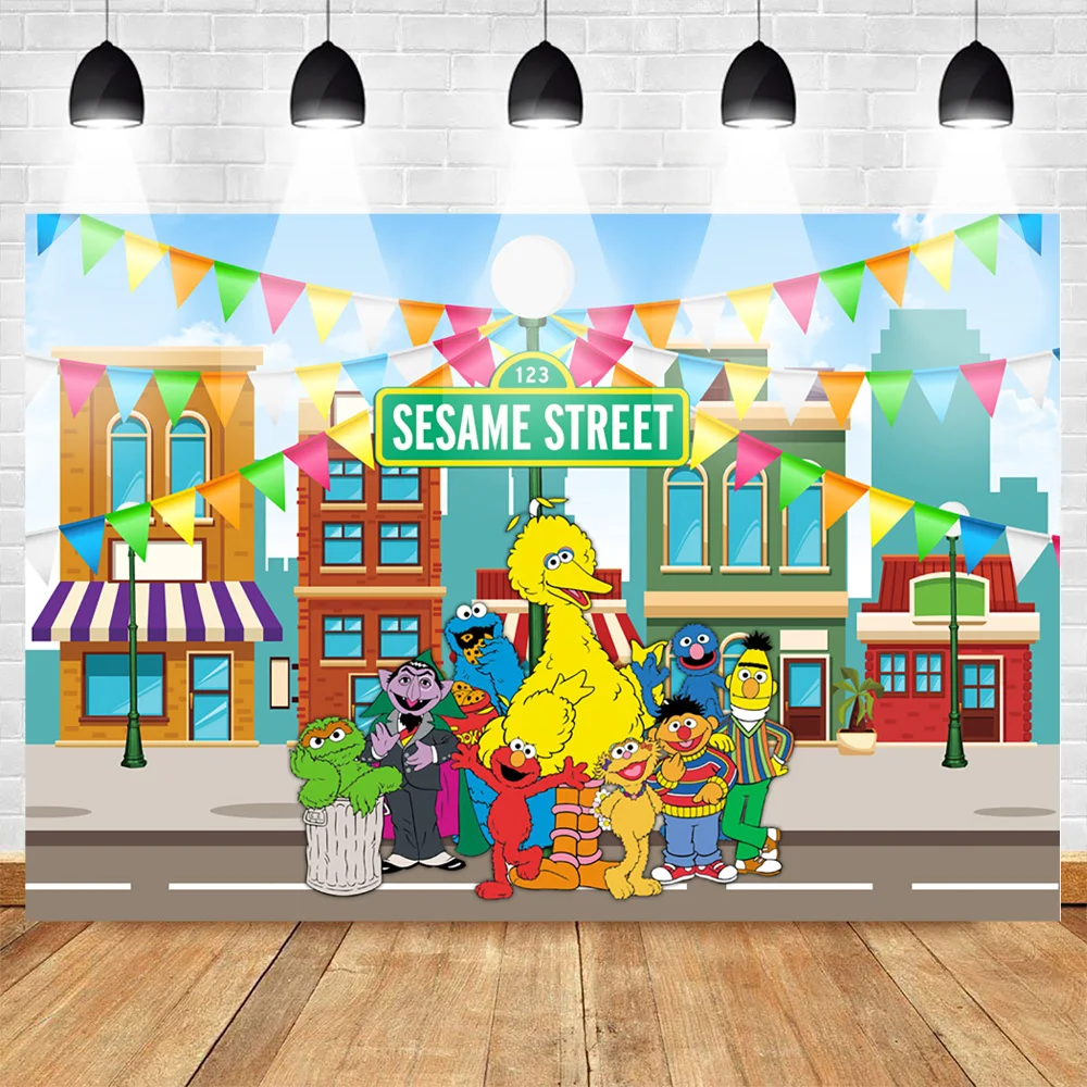 Mehofoto Sesame Street Backdrop for Photography Cartoon Birthday Party ...
