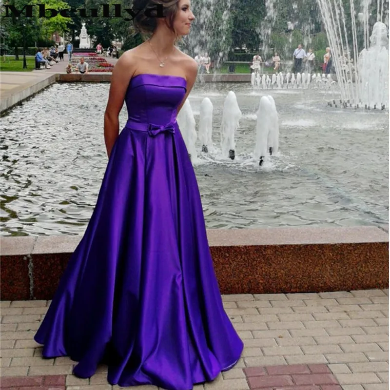 Purple Strapless Prom Dresses