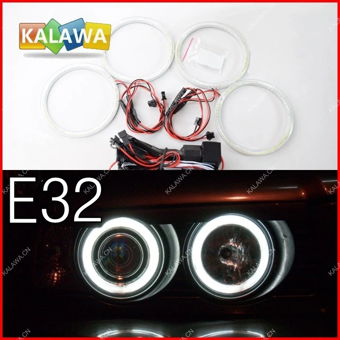 LED SMD CCFL Angel Eye Kit case for B.M.W E32 (4*120mm) LED Ring Car Headlight Super Bright ...