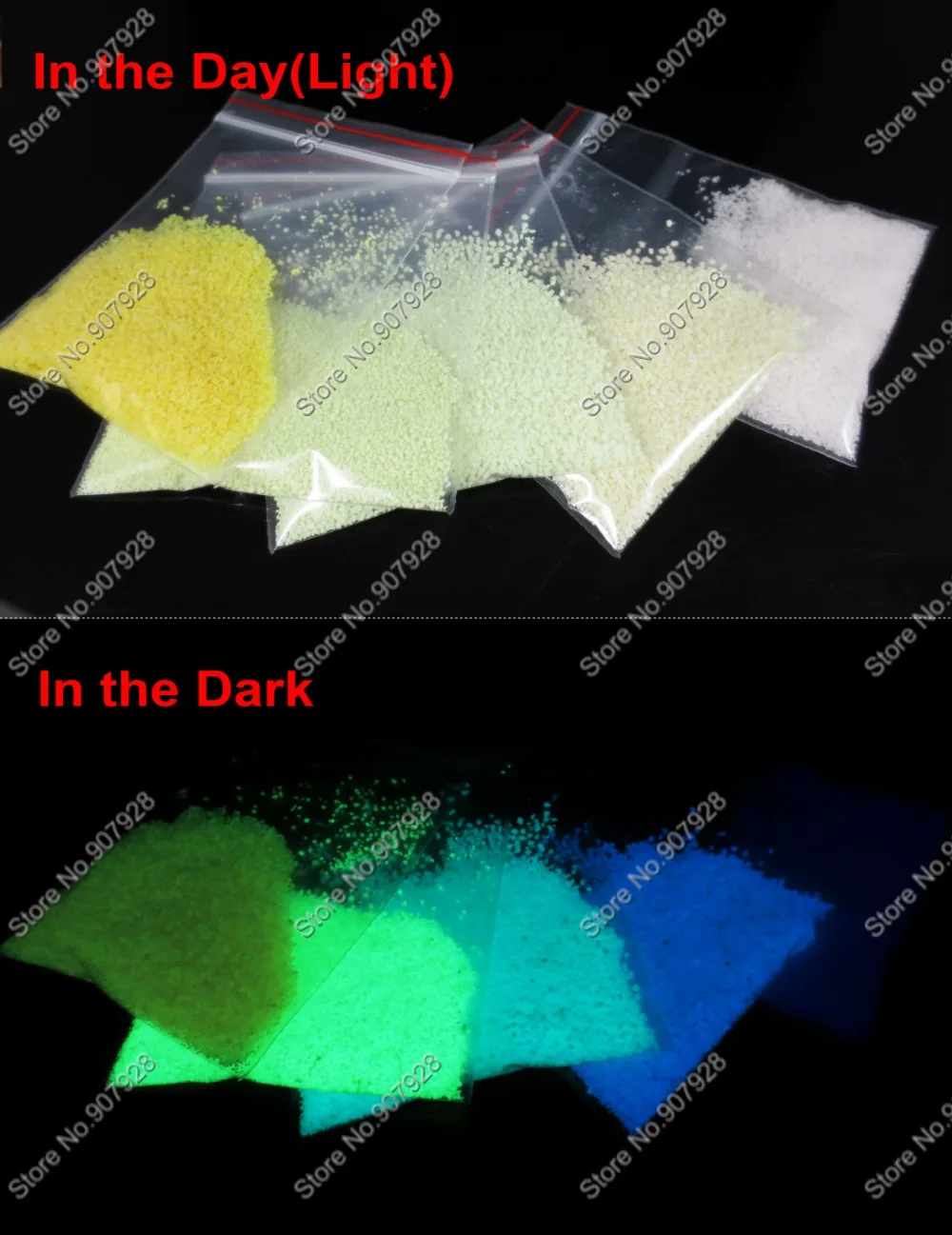 Mixed 5 Colors Luminous Sand Super Bright Glow in the Dark Noctilucent ...