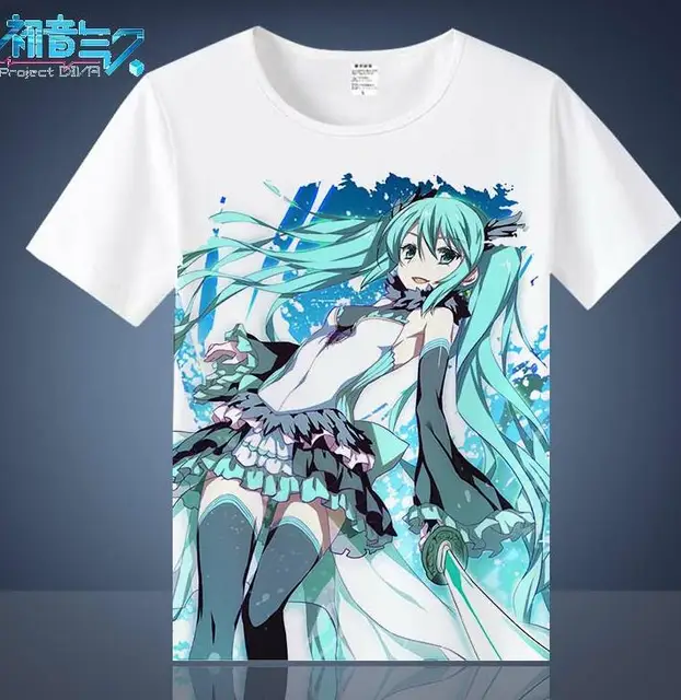 2017 digital printed hot anime Hatsune Miku cosplay t shirt unisex t ...