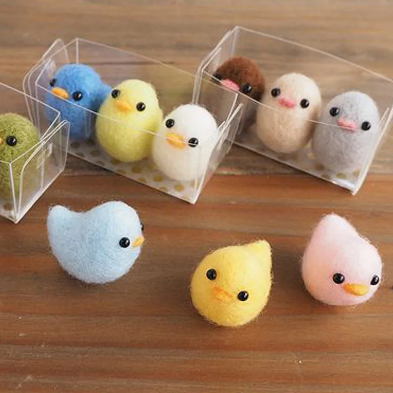 Non Finished Cartoon Cute Lovely 3 pcs Chick Wool Needle Felting Toy ...