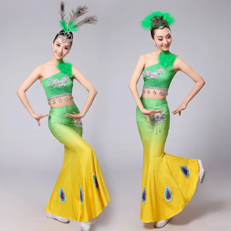 2017 New Woman Belly Dance Sexy Peacock Tarts Tail Dresses Belly Dance ...