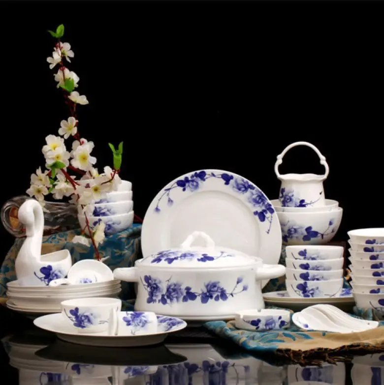 Hand painted Blue and White Chinese style Jingdezhen Living Room Bone ...