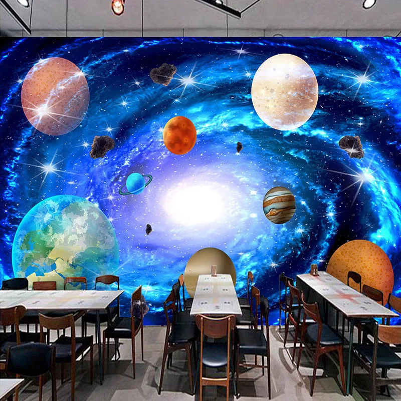 Custom 3d Cartoon Cosmic Vortex Star Space Photo Murals Wallpaper Bar ...