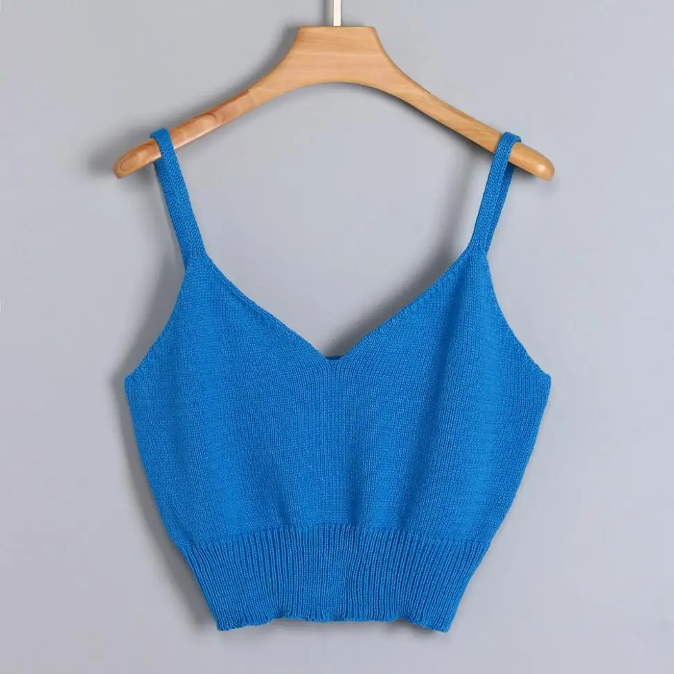 FEITONG, вязанные сексуальные майки, женские майки без рукавов с v ...