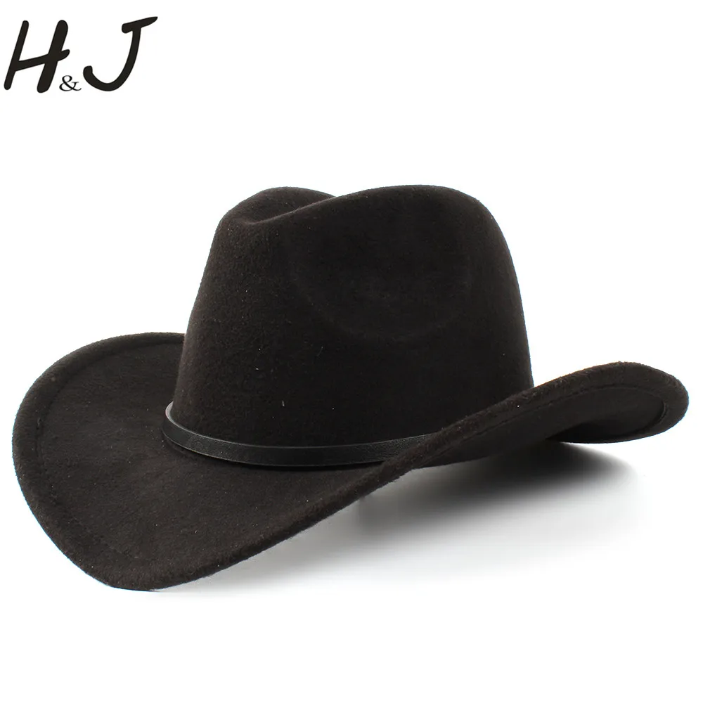 2Big Size Wool Women's Men's Western Cowboy Hat For Gentleman Lady Jazz ...