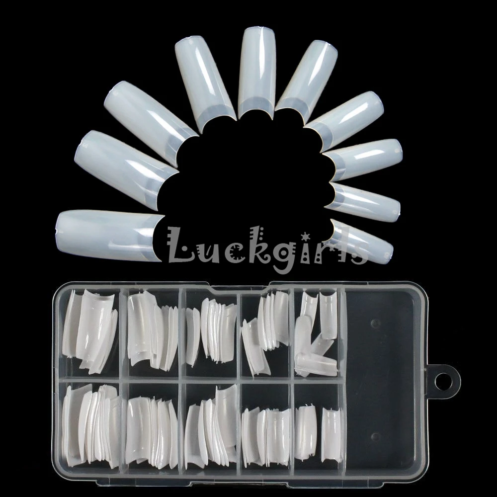 100 Pcs Natural Boxed French Tool Acrylic Salon Manicure Diy White Uv ...