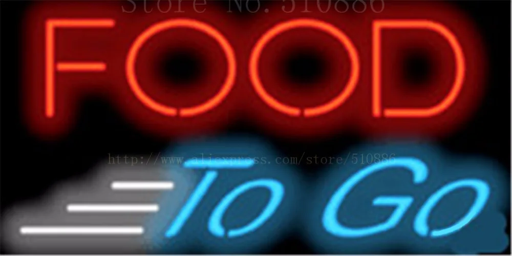 Food To Go Glass Tube neon sign Handcrafted Display Light Bar Beer Pub ...