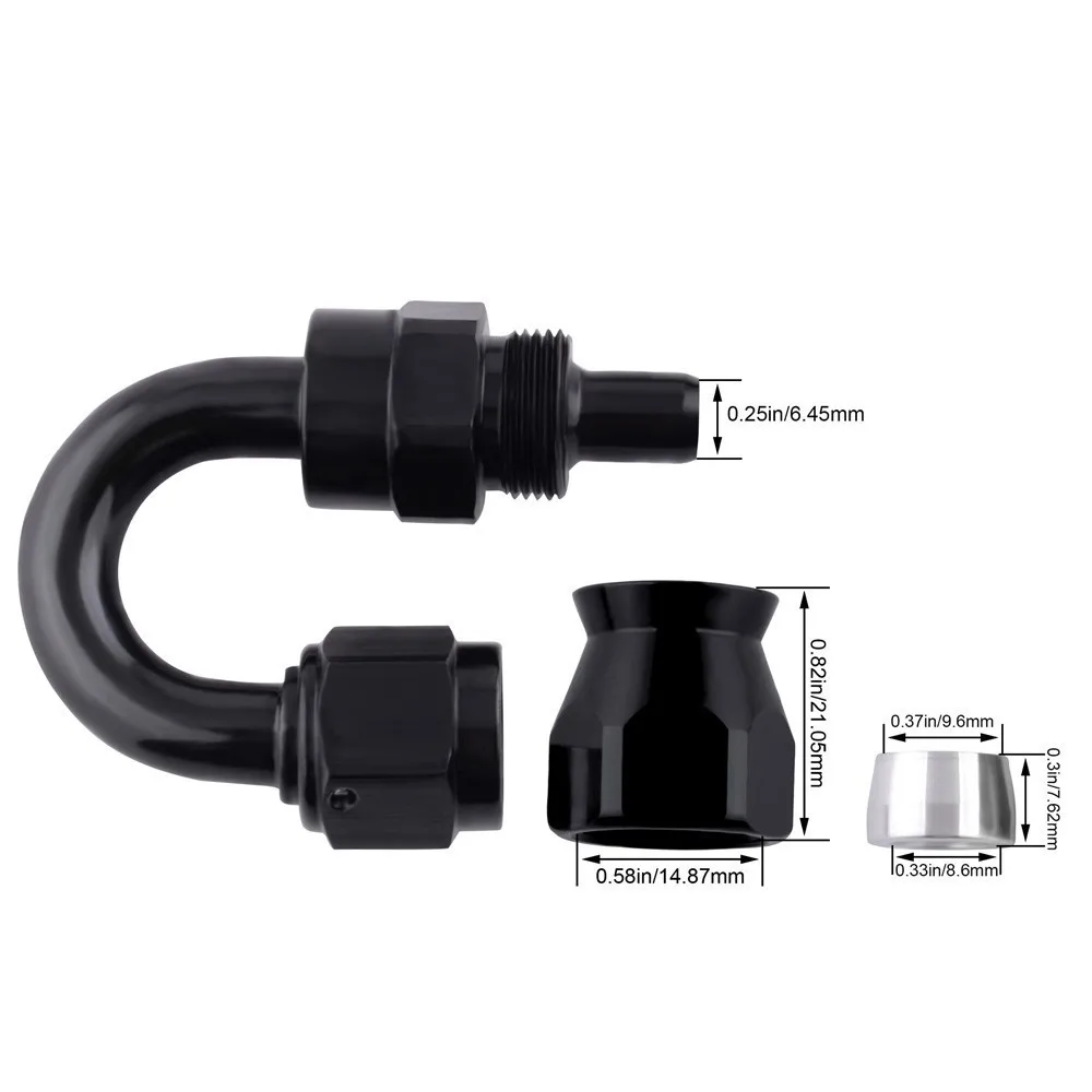 SPEEDWOW AN6 0/45/90/180 градусов Многоразовые PTFE фитинг для адаптера переменного тока к ...