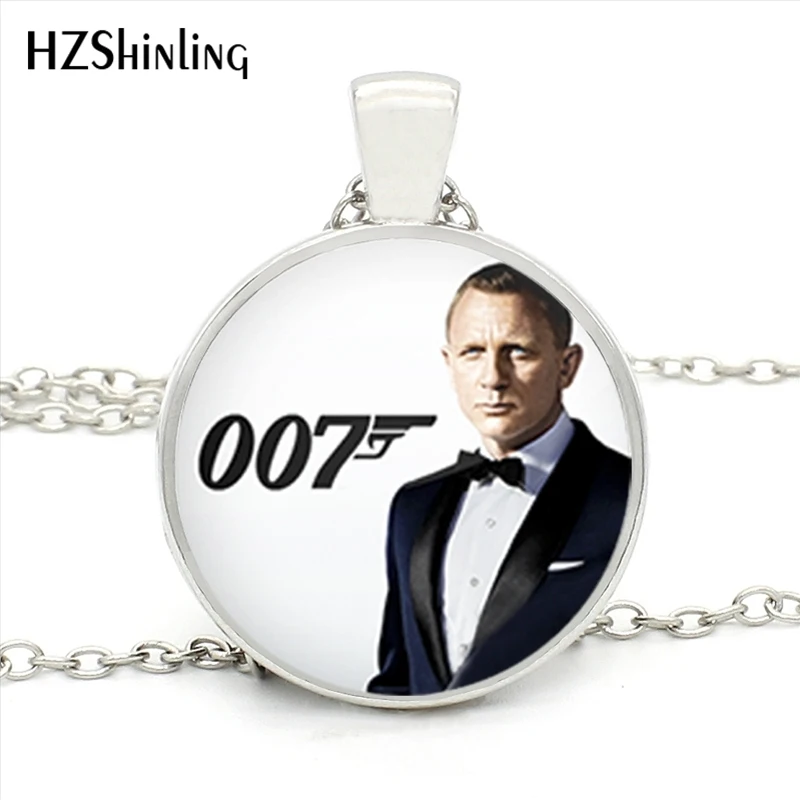 HZ1 MINI 0048 New Fashion James Bond Necklace Round Glass Cabochon ...