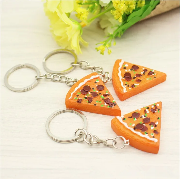 FREE SHIPPING BY DHL 100pcs/lot Novelty Plastic Food Pizza Keychains ...