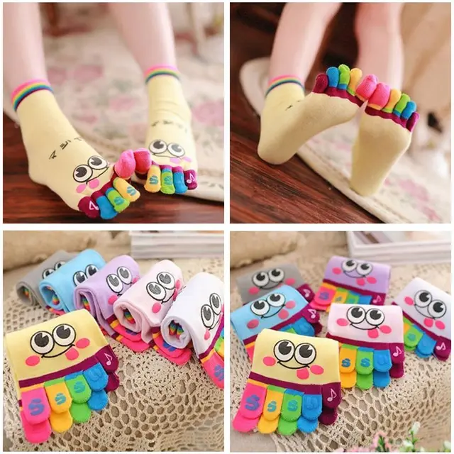Cute Toe Crew Finger Cotton Women's Socks