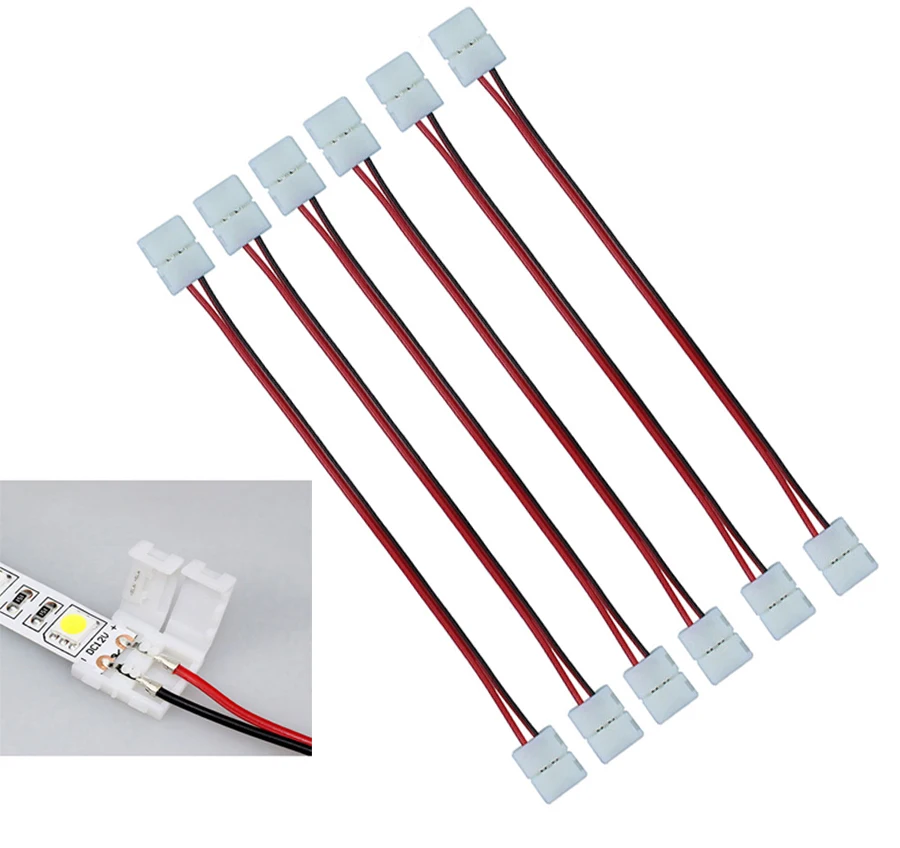 LED Strip Connector 8mm 2pin Connector Adapter wire Cable No need ...