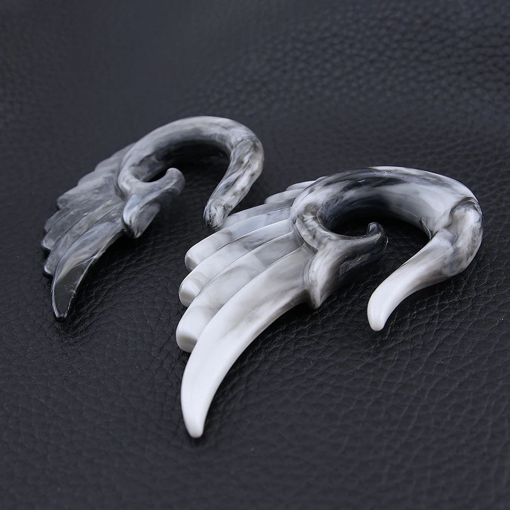 Acrylic Ear Plugs Tunnels Angel Wing Ear Spiral Piercing Taper ...
