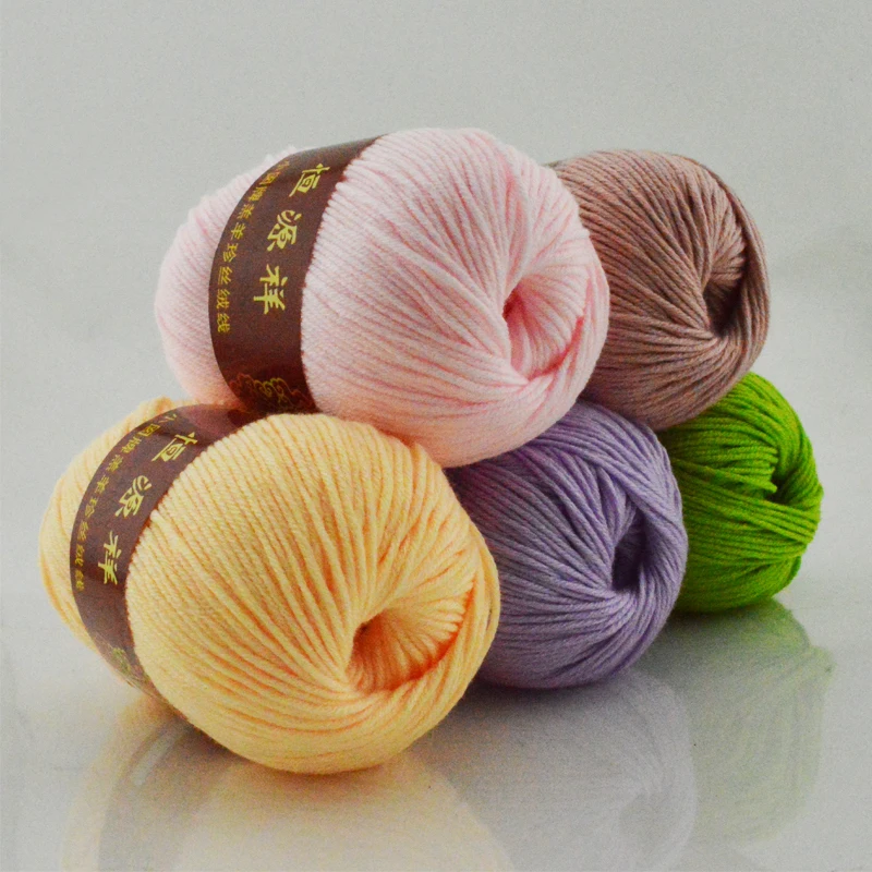 250g 5 Balls Milk Cotton Wool Yarn Worsted Eco Friendly Crochet Soft ...
