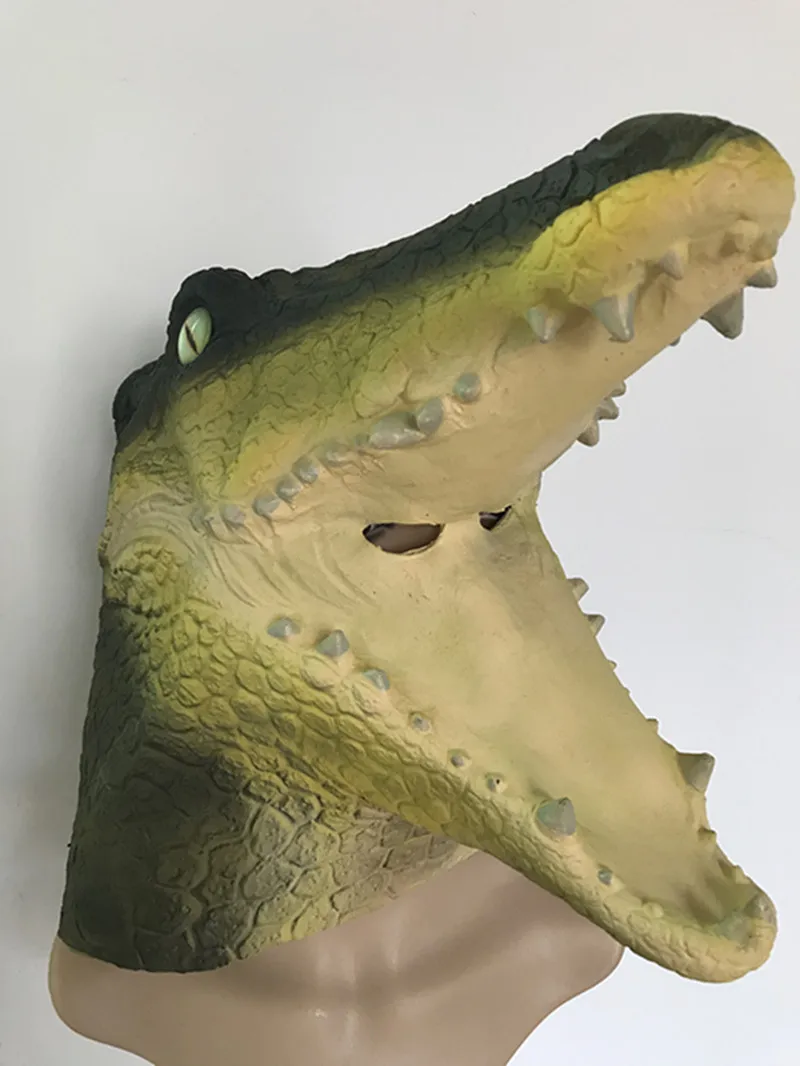 Creepy Horror Crocodile Animal Mask Latex Full Face Adult Mask Costume ...