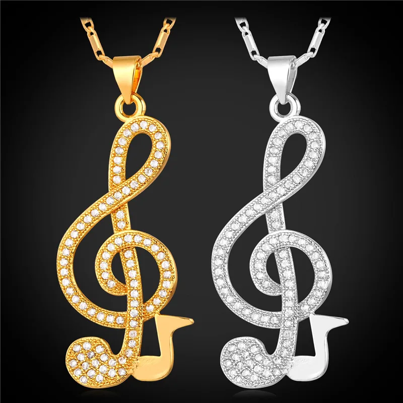 Musical Note Pendants & Necklaces For Women Gift Gold Color Necklace ...
