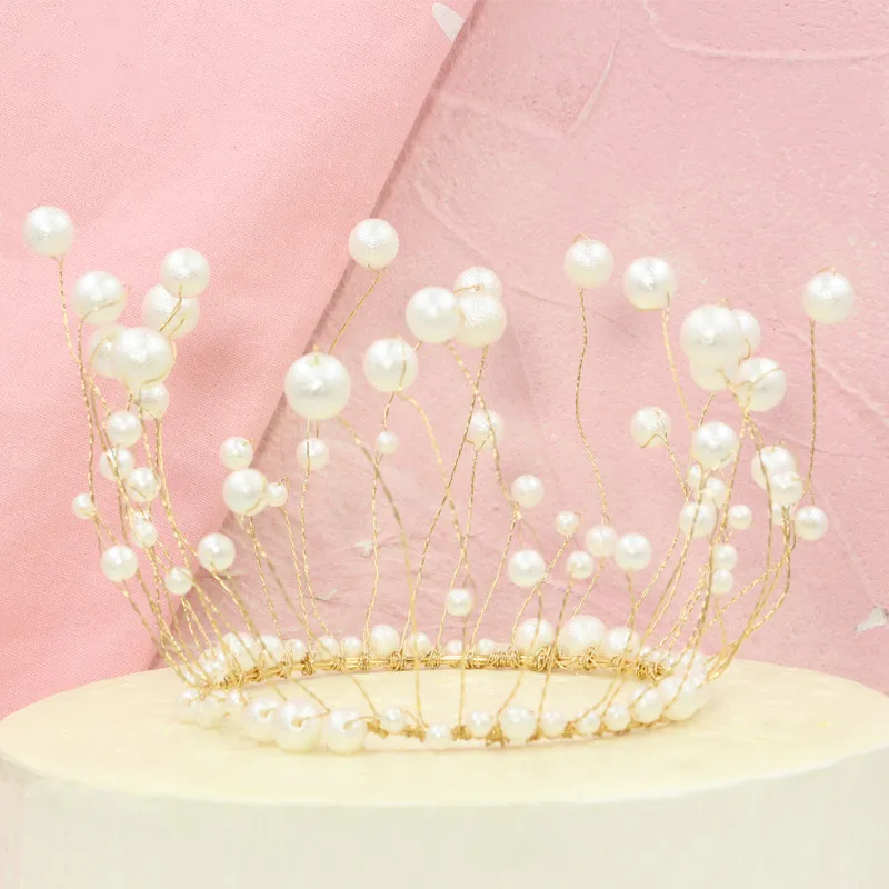 Shiny Princess Handmade Pearl Crown Headdress Cake Topper Wedding Cake ...